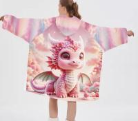 China Custom Position Printing Anime Large Fleece Hoodie Blanket Wearable OEM for sale