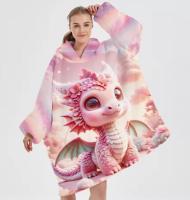 China Custom Position Printing Anime Large Fleece Hoodie Blanket Wearable OEM for sale