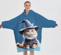 China Custom Position Printing Anime Large Fleece Hoodie Blanket Wearable OEM for sale