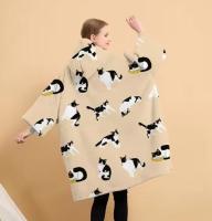 China Animals Luxury Plush Flannel Hoodie Blanket Warm Adults Oversized Hoodie Blanket for sale