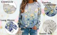 China Women'S Floral Sublimation Print Sweater Loose Vintage FLower Graphic Pullover Tops for sale