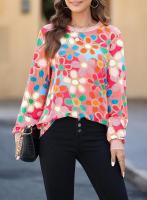 China Casual Polka Dots Tops Crewneck Long Sleeve Shirts Lightweight Loose Sweatshirts for sale