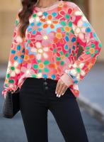 China Casual Polka Dots Tops Crewneck Long Sleeve Shirts Lightweight Loose Sweatshirts for sale