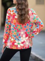 China Casual Polka Dots Tops Crewneck Long Sleeve Shirts Lightweight Loose Sweatshirts for sale