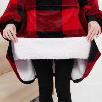 China Customizable Plaid Hooded Blanket Oversized Sherpa Hoodie Blanket Unisex for sale
