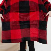 China Customizable Plaid Hooded Blanket Oversized Sherpa Hoodie Blanket Unisex for sale