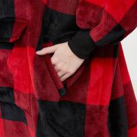 China Customizable Plaid Hooded Blanket Oversized Sherpa Hoodie Blanket Unisex for sale