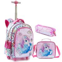 China Primary School Trolley Backpacks Boys And Girls Cartoon Printed for sale