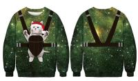 China Sustainable Mens Sublimation Print Sweater 100% Polyester Fleece Round Neck Pullover for sale