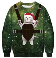 China Sustainable Mens Sublimation Print Sweater 100% Polyester Fleece Round Neck Pullover for sale