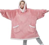 China Long Sleeves Flannel Sherpa Oversized Hooded Blankets TV Hoodie Blanket for sale