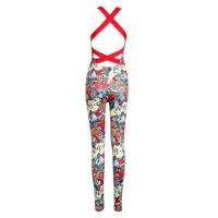 China Floral Printed Women Sexy Fitness One Piece Yoga Bodysuit Backless for sale