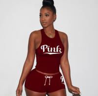China Letter Printing Yoga Tank Top Yoga Two Piece Set Sportswear Skinny Fit for sale