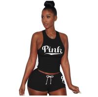 China Letter Printing Yoga Tank Top Yoga Two Piece Set Sportswear Skinny Fit for sale