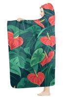 China Anthurium Hawaii Print Oversized Hooded Blankets for sale