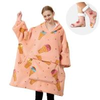 China 2Pcs Custom Logo Plus Size Hoodie Blanket Adults Christmas Gift for sale