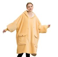 China Soild Color Oversized Sherpa Hoodie Blanket Extra Long Hooded Blanket Casual for sale