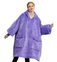 China Soild Color Oversized Sherpa Hoodie Blanket Extra Long Hooded Blanket Casual for sale