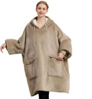 China Soild Color Oversized Sherpa Hoodie Blanket Extra Long Hooded Blanket Casual for sale