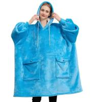 China Soild Color Oversized Sherpa Hoodie Blanket Extra Long Hooded Blanket Casual for sale