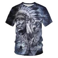 China Summer Men'S Oversize T Shirt Fox Wolf 3D Digital Print Round Neck for sale