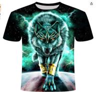 China Summer Men'S Oversize T Shirt Fox Wolf 3D Digital Print Round Neck for sale