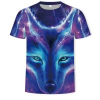 China Summer Men'S Oversize T Shirt Fox Wolf 3D Digital Print Round Neck for sale