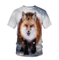 China Summer Men'S Oversize T Shirt Fox Wolf 3D Digital Print Round Neck for sale