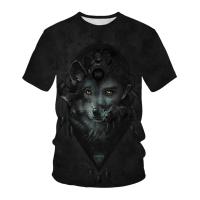 China Summer Men'S Oversize T Shirt Fox Wolf 3D Digital Print Round Neck for sale