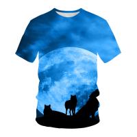 China Summer Men'S Oversize T Shirt Fox Wolf 3D Digital Print Round Neck for sale