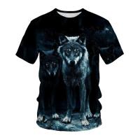China Summer Men'S Oversize T Shirt Fox Wolf 3D Digital Print Round Neck for sale
