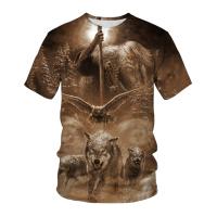 China Summer Men'S Oversize T Shirt Fox Wolf 3D Digital Print Round Neck for sale