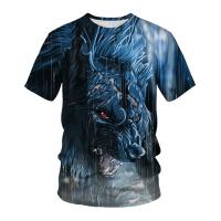 China Summer Men'S Oversize T Shirt Fox Wolf 3D Digital Print Round Neck for sale