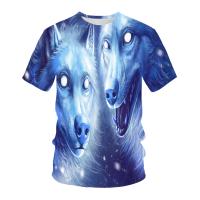 China Summer Men'S Oversize T Shirt Fox Wolf 3D Digital Print Round Neck for sale