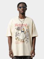 China Euramerican Fashion Duck Print Cotton Oversize T Shirt Short Sleeve Men'S Streetstyle for sale