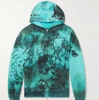 China Graffiti Print Oversized Distressed Ripped Hoodie for sale