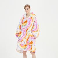 China Full Custom Flannel Romper Oversized Pajama Blanket Hoodie Colorful Printed for sale