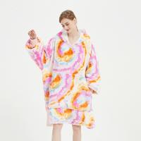 China Full Custom Flannel Romper Oversized Pajama Blanket Hoodie Colorful Printed for sale