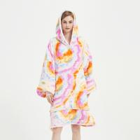 China Full Custom Flannel Romper Oversized Pajama Blanket Hoodie Colorful Printed for sale