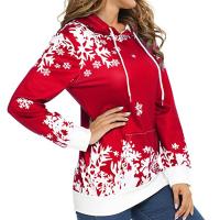 China Snowflake Pattern Printed Oversize Hoodie Women'S Christmas Sweatshirt Customized for sale