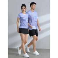 China Sport Suit Women's And Men's Badminton Training Suit Full-Prints T Shirts for sale