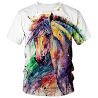 China Men Women Horse 3D Printed T Shirts Animal Graphic Casual Crew Neck T-Shirts for sale