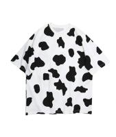 China Women's Short Sleeve Round Neck Colorblock Cow Print Summer Casual Oversized T Shirt Tee Tops for sale