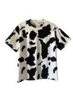 China Women's Short Sleeve Round Neck Colorblock Cow Print Summer Casual Oversized T Shirt Tee Tops for sale
