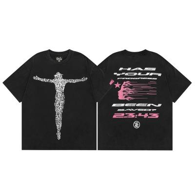 China Men's Graphic T-Shirt Unisex Cotton Oversized T-Shirt Short Sleeve Vintage Street Casual T-Shirt Tops for sale