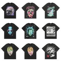China Oversized Tees Unisex Graffiti Knit Print Casual Tees Streetwear Vintage Summer Tops Tees for sale