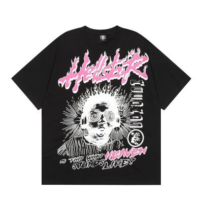 China Oversized Tees Unisex Graffiti Knit Print Casual Tees Streetwear Vintage Summer Tops Tees for sale