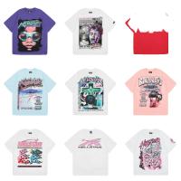 China Oversized Tees Unisex Graffiti Knit Print Casual Tees Streetwear Vintage Summer Tops Tees for sale
