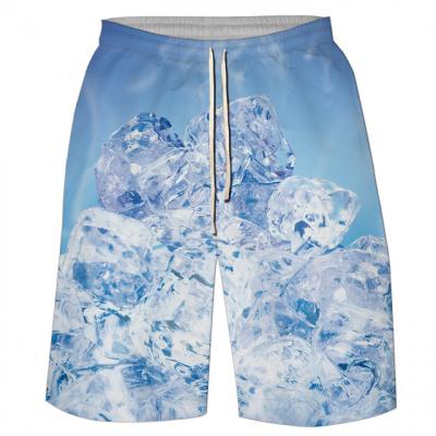 China Custom Logo Summer Sandy Beach Blank 100% Polyester Designer Inspired Ice Printed Men's Shorts With Pockets for sale