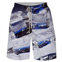 China Custom Logo Summer Sandy Beach Blank 100% Polyester Designer Inspired Ice Printed Men's Shorts With Pockets for sale